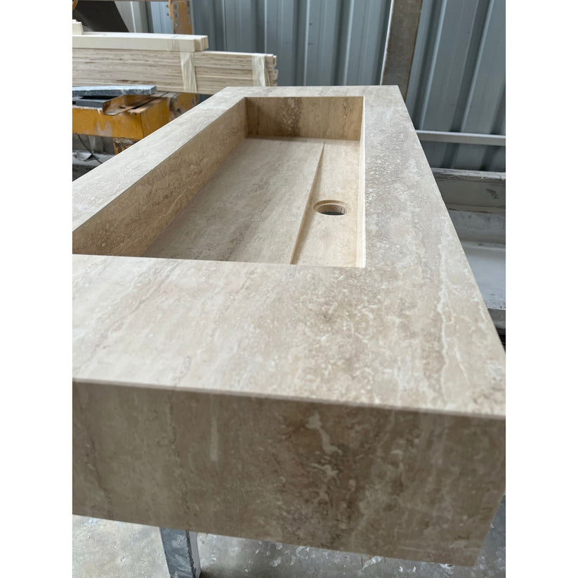 HANDCRAFTED CUSTOM TRAVERTINE TROUGH SINK – Marcus