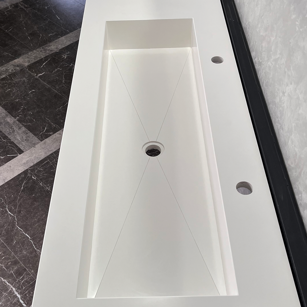 CUSTOM WHITE QUARTZ TROUGH SINK (QU-077) – Marcus