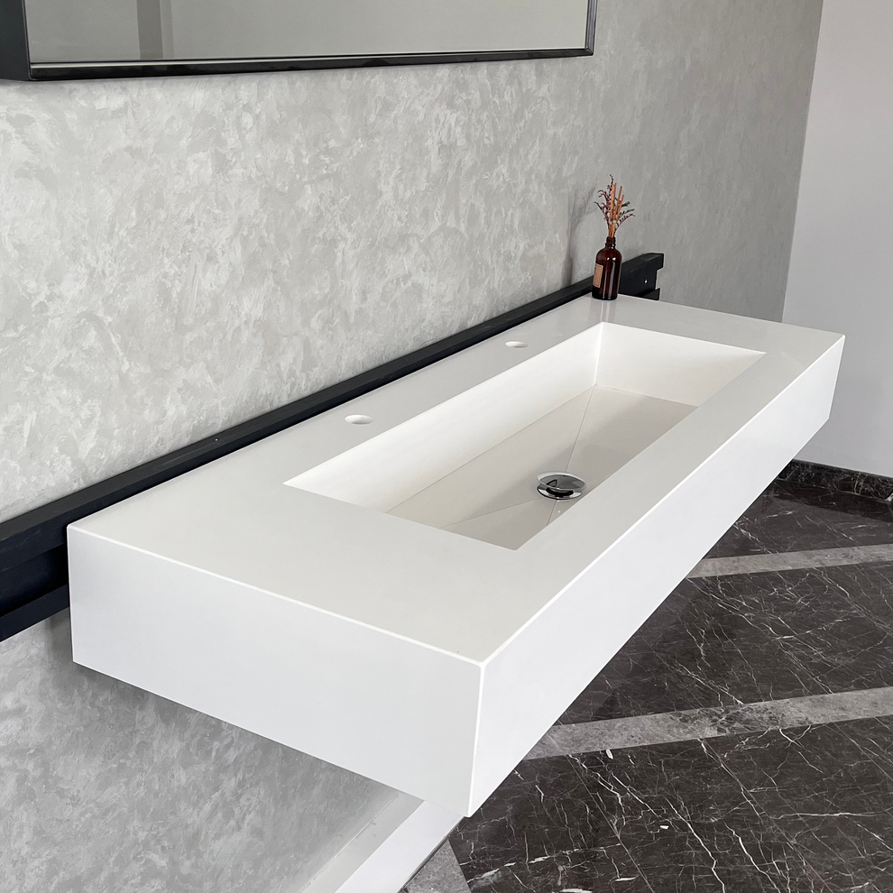 CUSTOM WHITE QUARTZ TROUGH SINK – Marcus